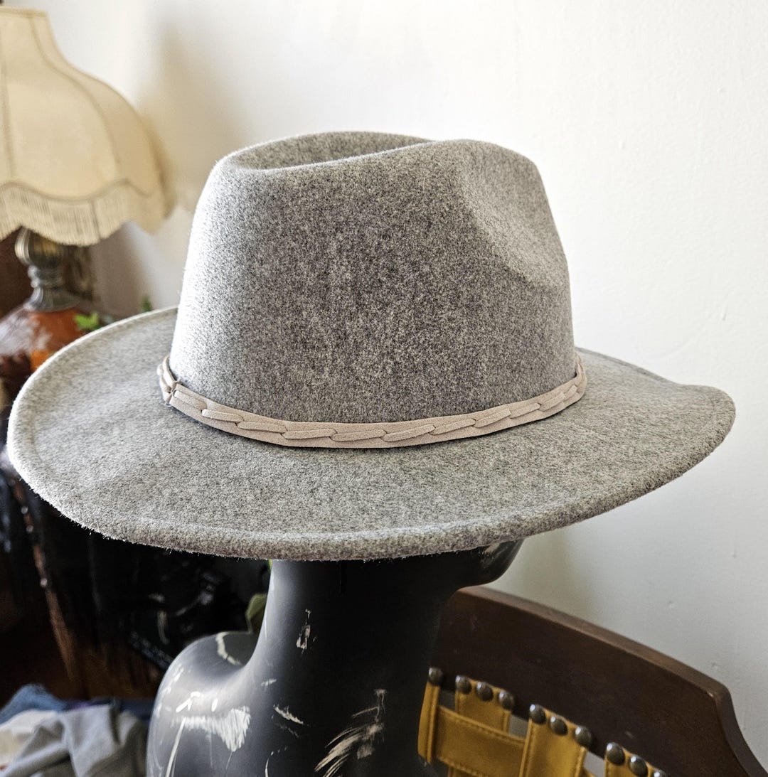 Gray Wide Brim Fedora Hat | Unisex Onesize - Etsy