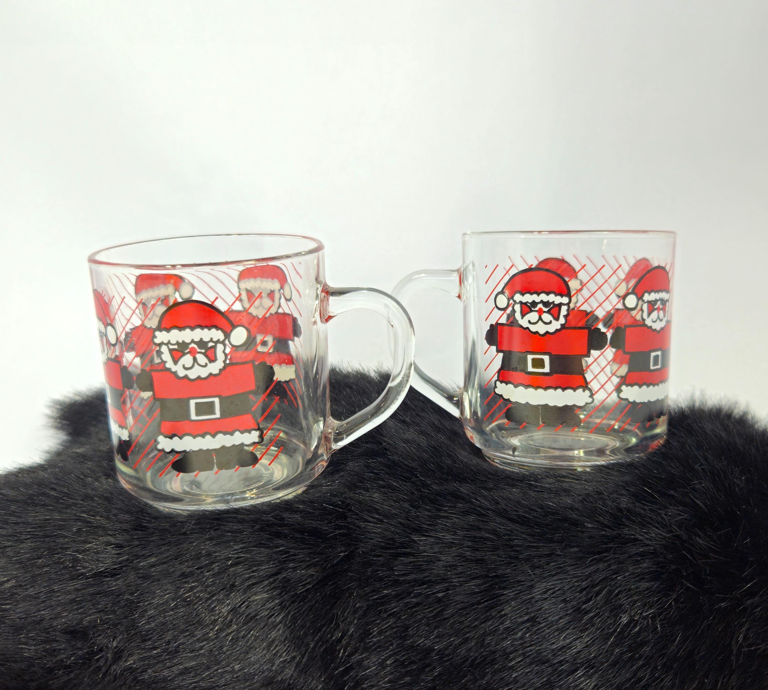 Vintage Luminarc Santa Mugs - 1980s Christmas Cocoa Cups - Set of 2 - Etsy