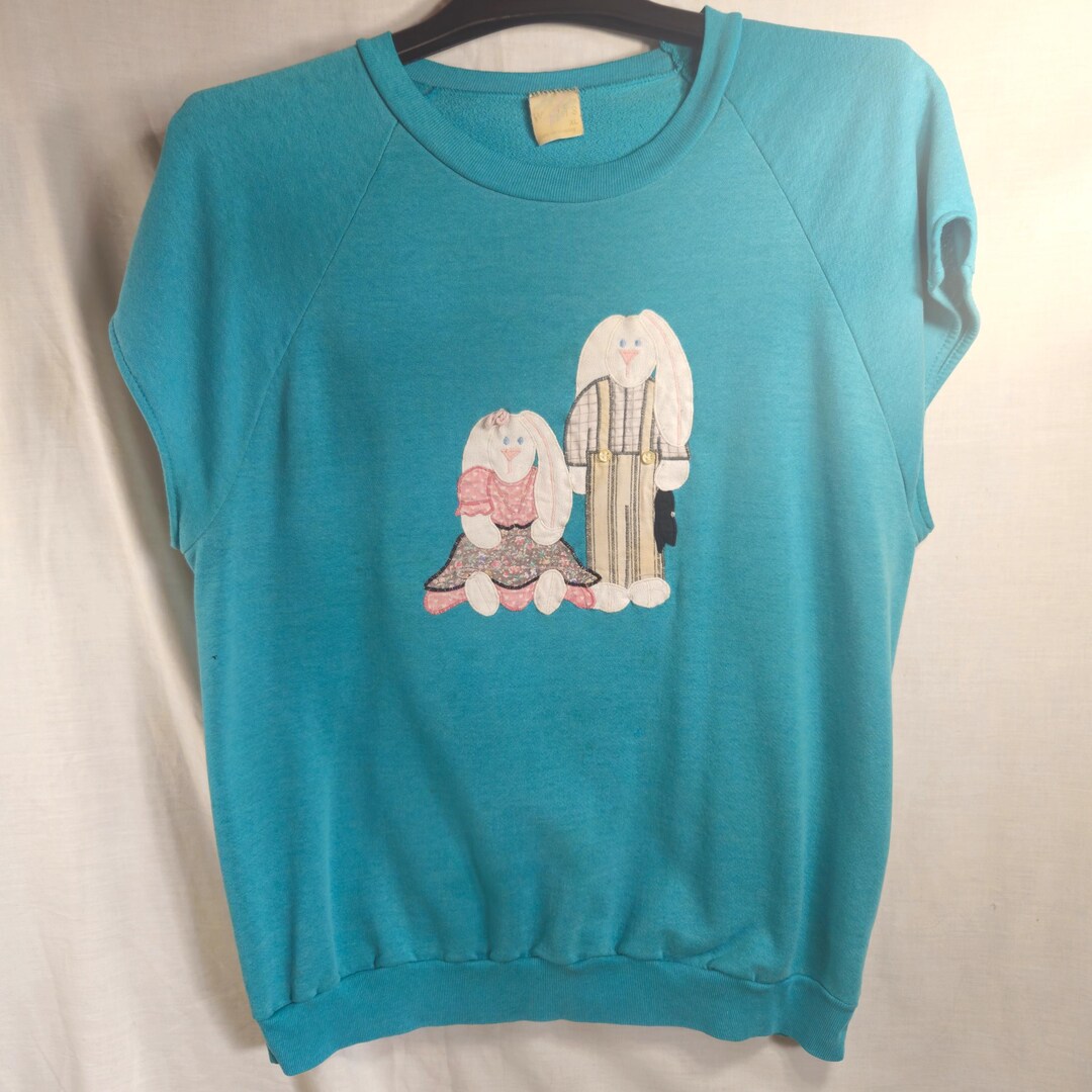 Embroidered Patchwork Quilt Cute Bunny Rabbits Ugly Easter Sweater ...