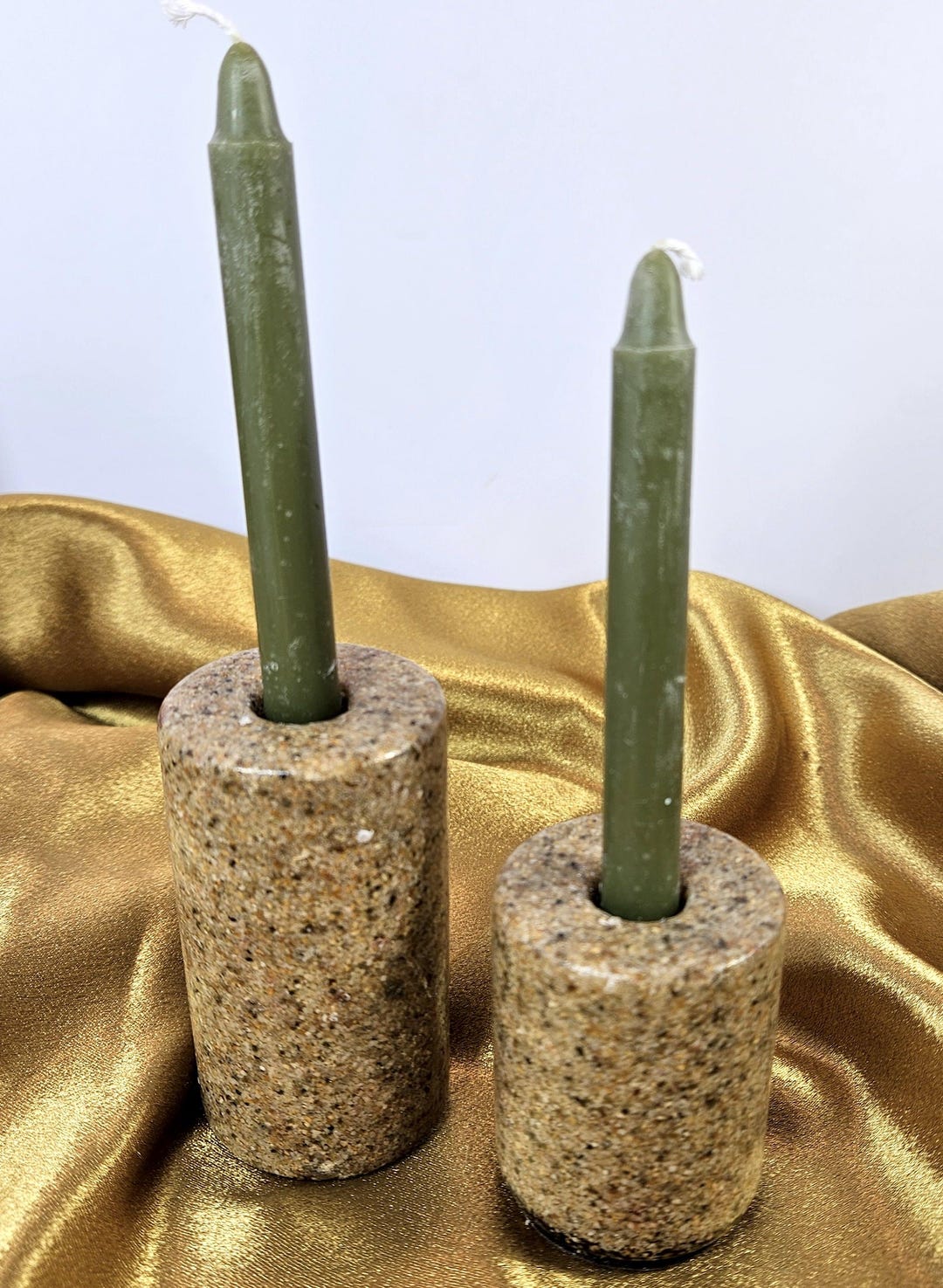 Vintage Natural Stone Small Candlestick Holders | Set of 2 - Etsy