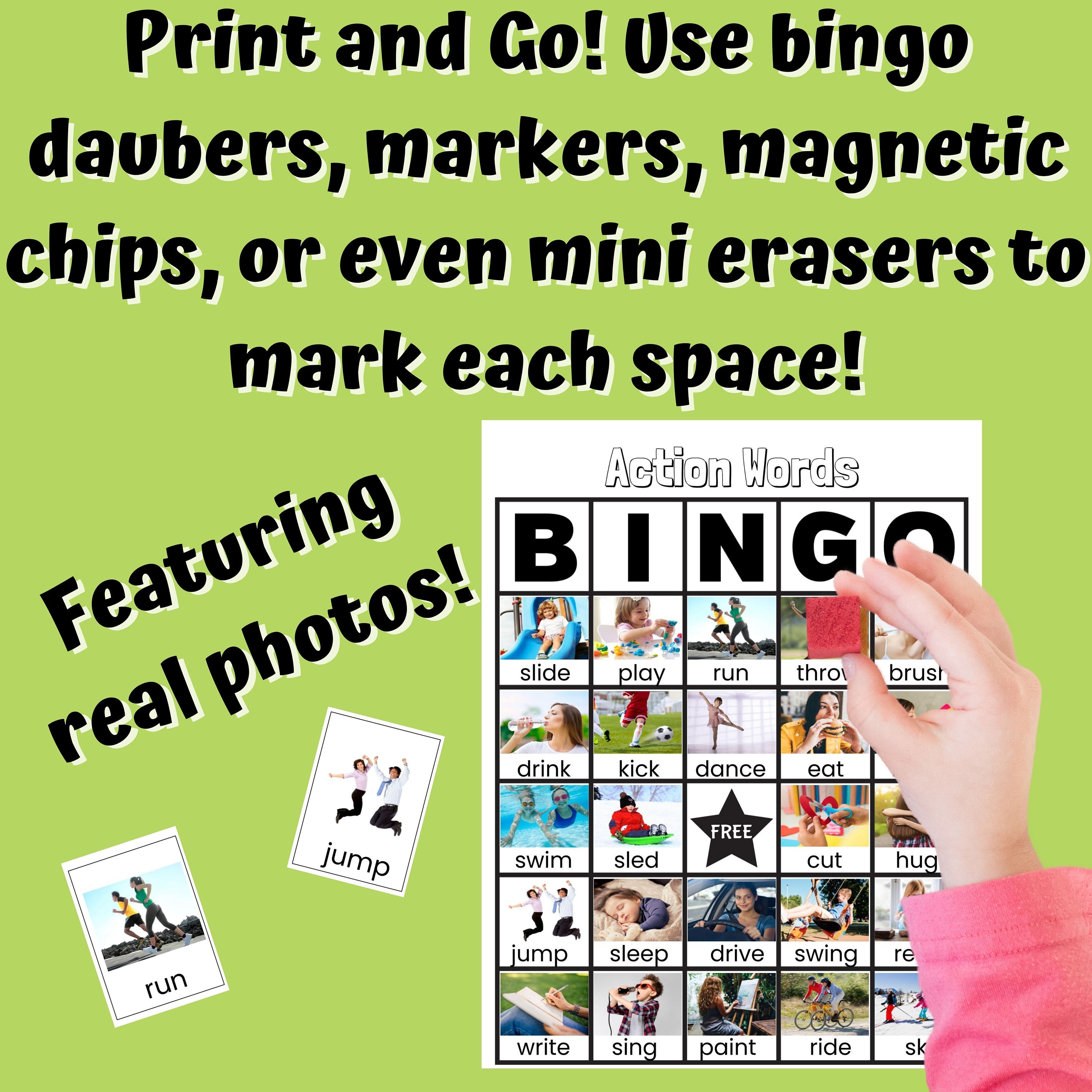 Action Words Verbs BINGO Speech Therapy Printable Group Language ...