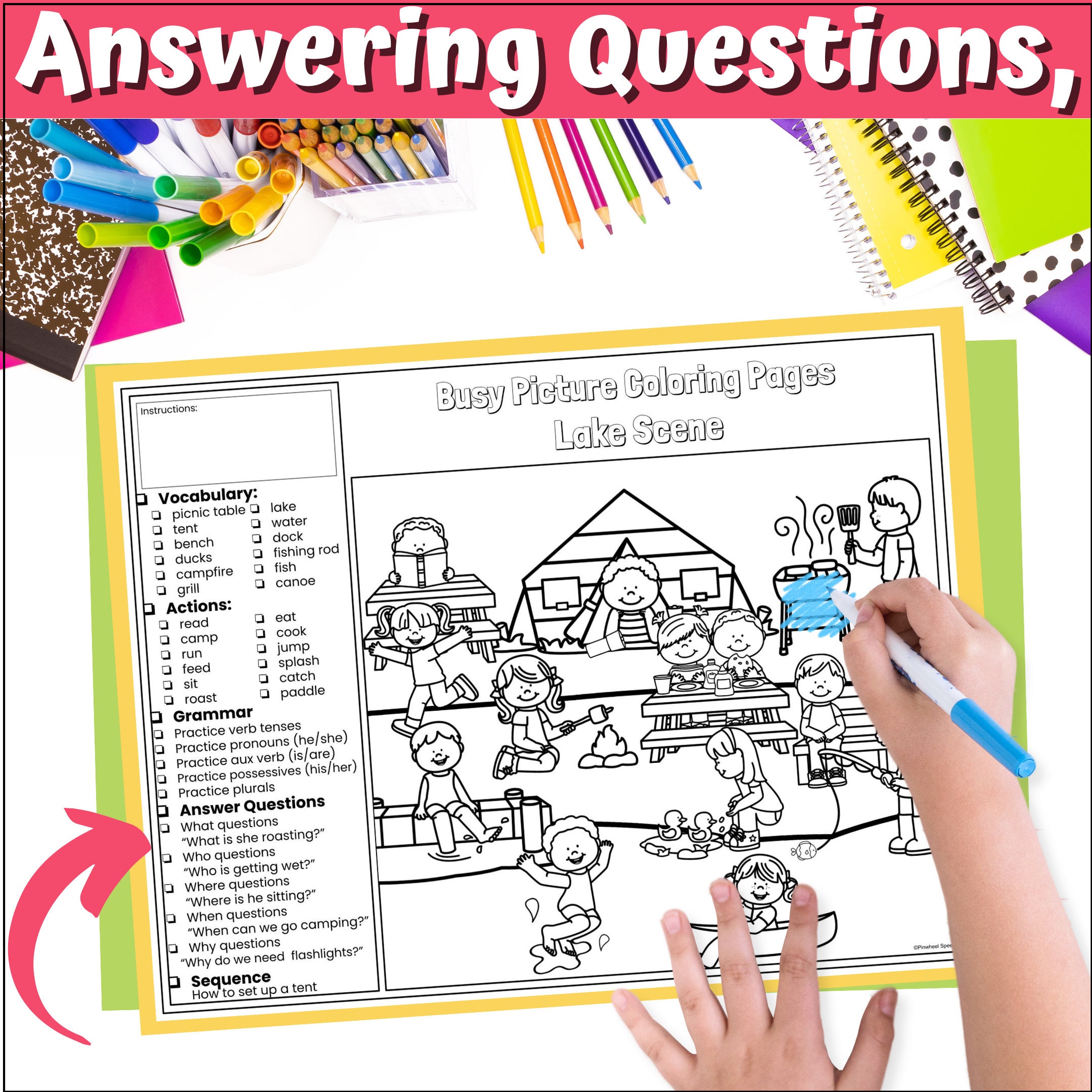 Busy Picture Scene Coloring Pages Printable Speech Therapy Language ...