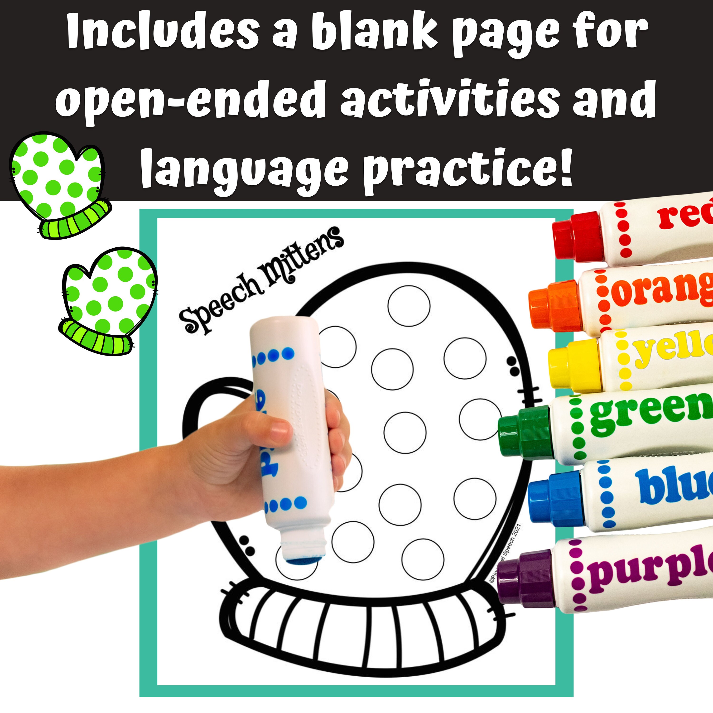 Winter Speech Mittens Printable Articulation Activity for Speech ...