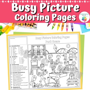 Busy Picture Scene Coloring Pages Printable Speech Therapy Language ...