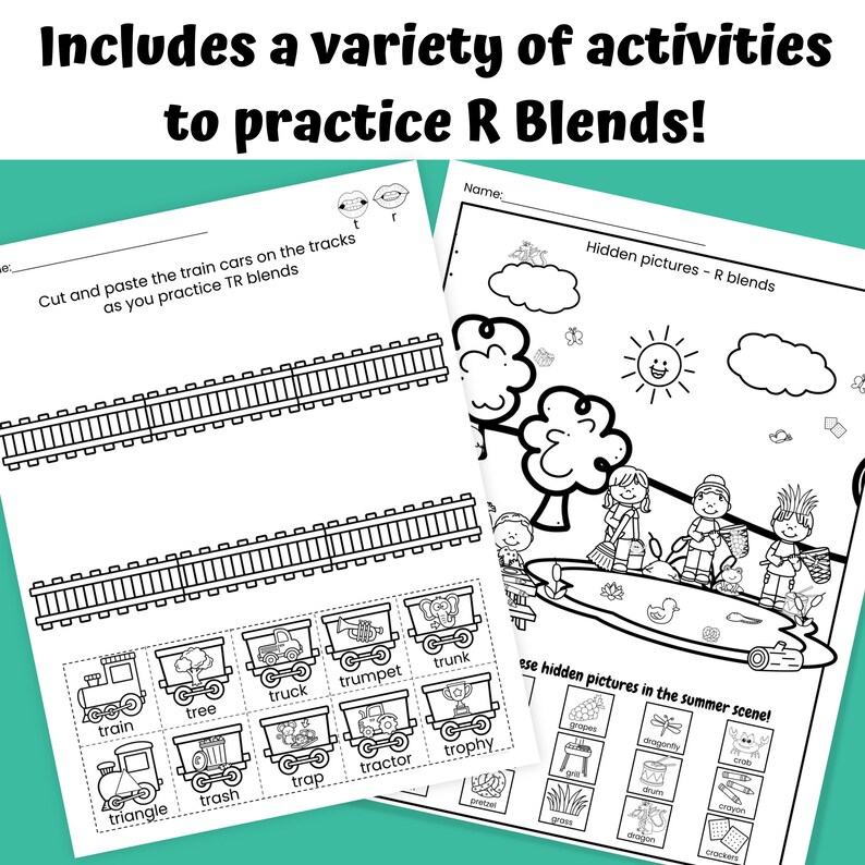 R Blends Articulation Worksheets Printable Speech Therapy Homework ...