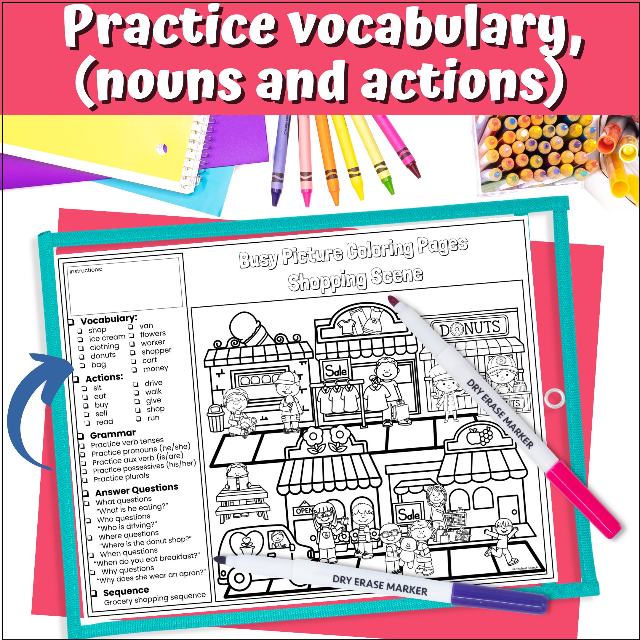 Busy Picture Scene Coloring Pages Printable Speech Therapy Language ...