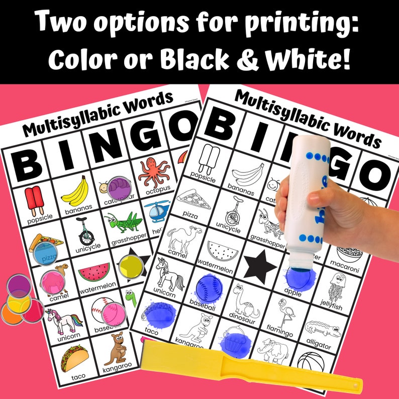 Multisyllabic Words Bingo Game With Riddles Printable Speech Therapy ...