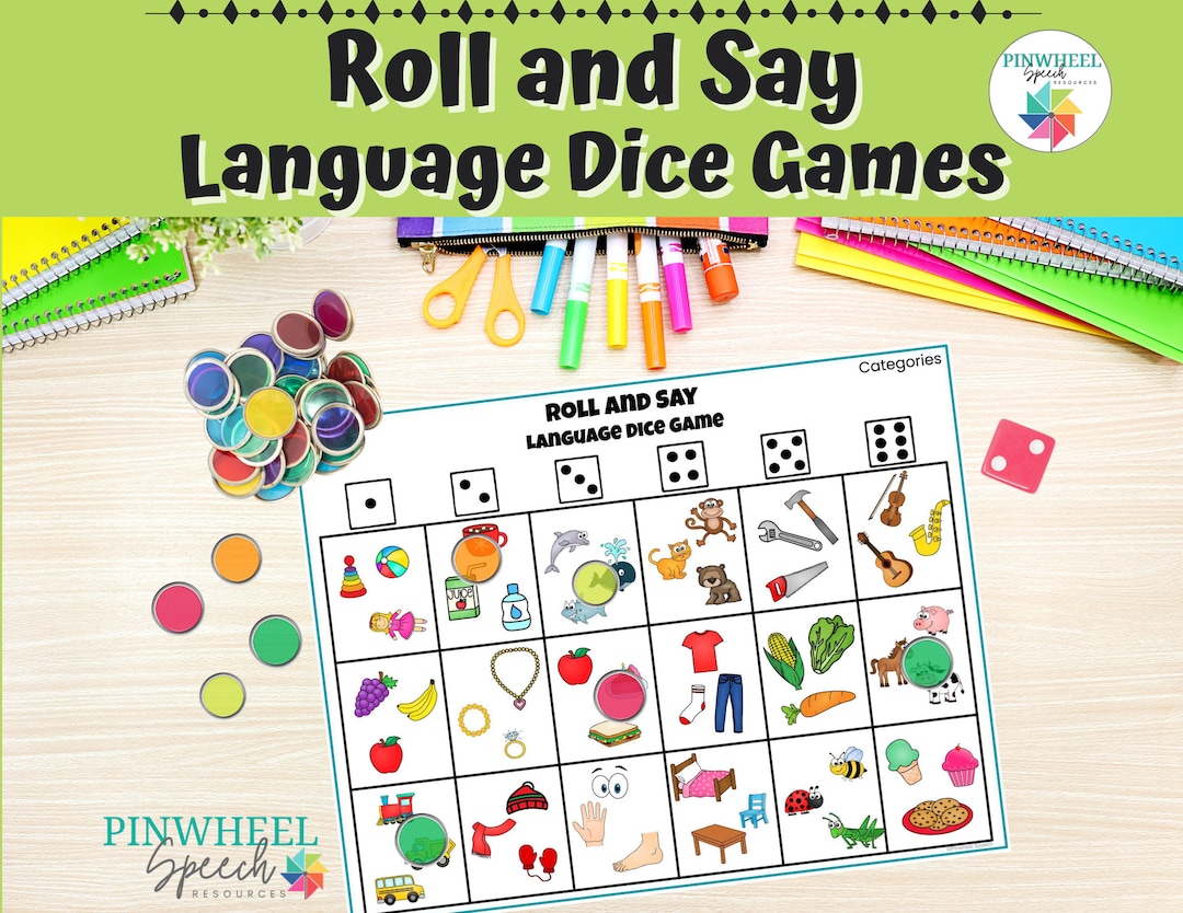 Roll and Say Dice Games Printable Speech Therapy Language Activity - Etsy