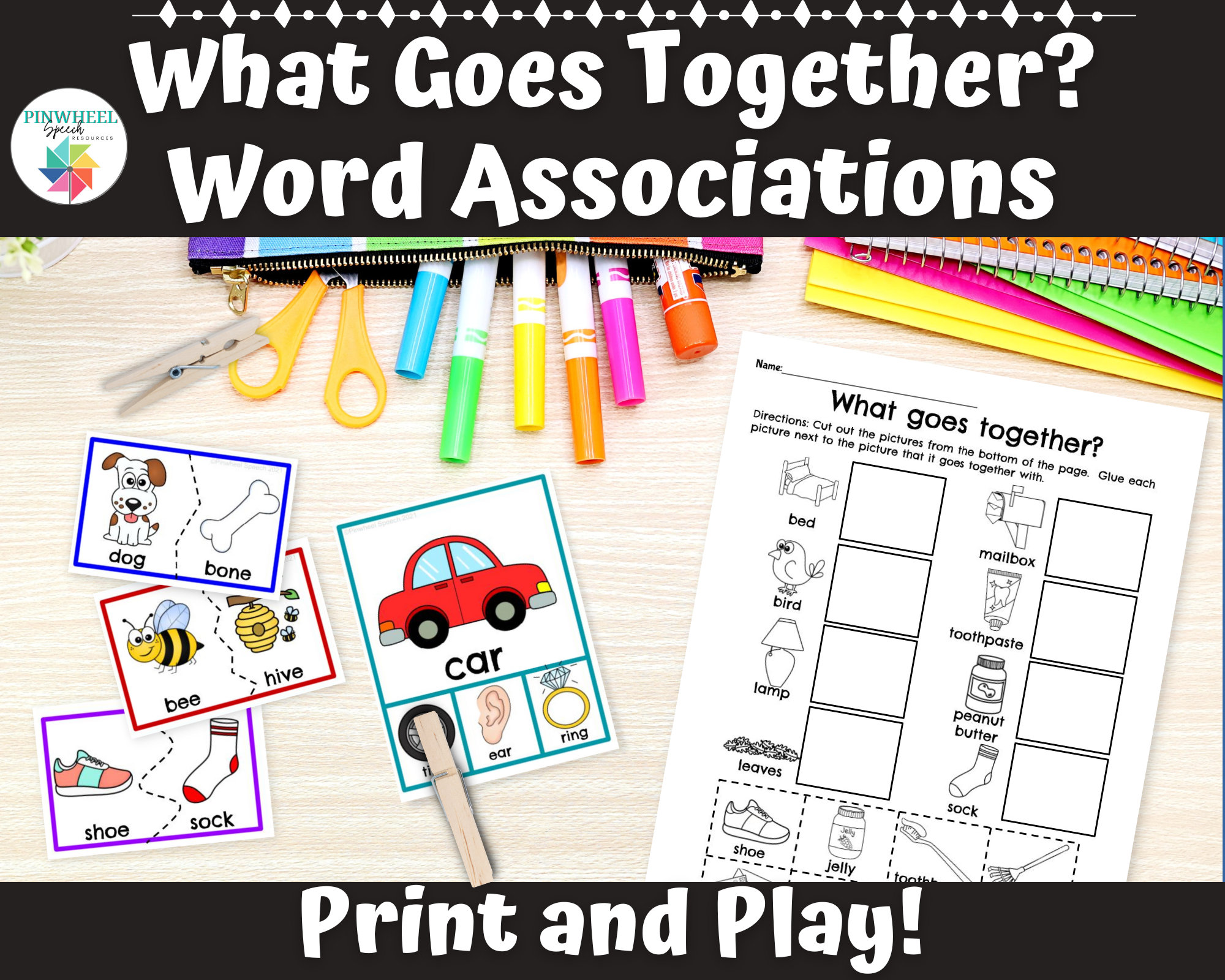 What Goes Together? Word Associations Printable Speech Therapy Language ...