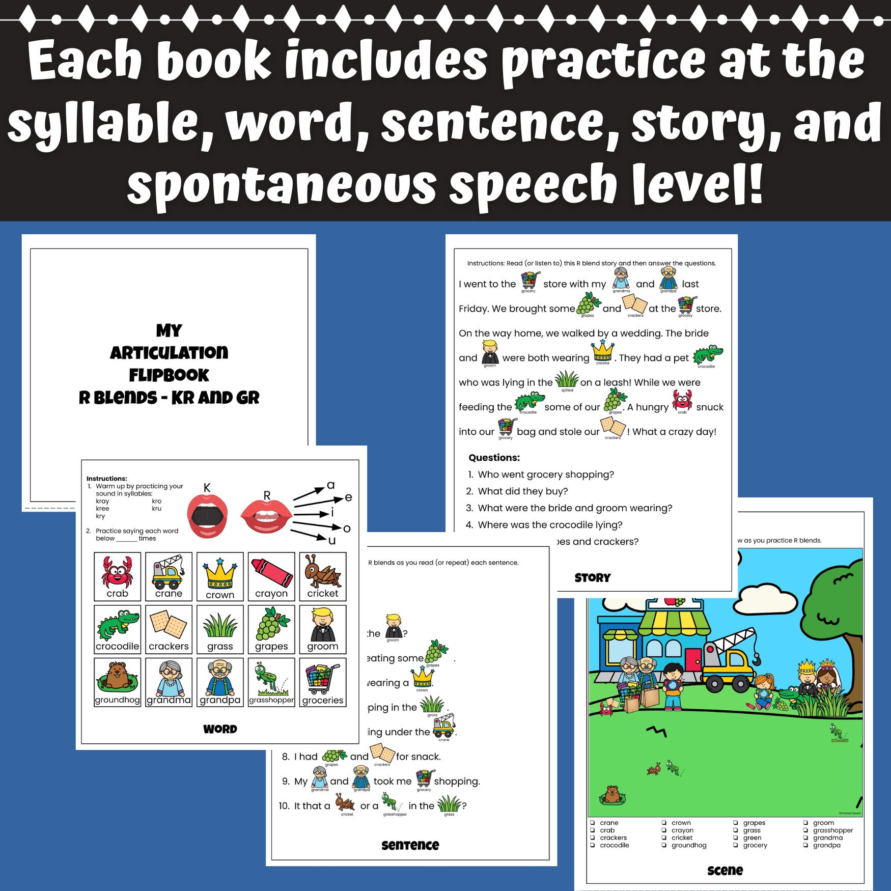 R and R Blends Articulation Flip Books Printable Speech Therapy ...