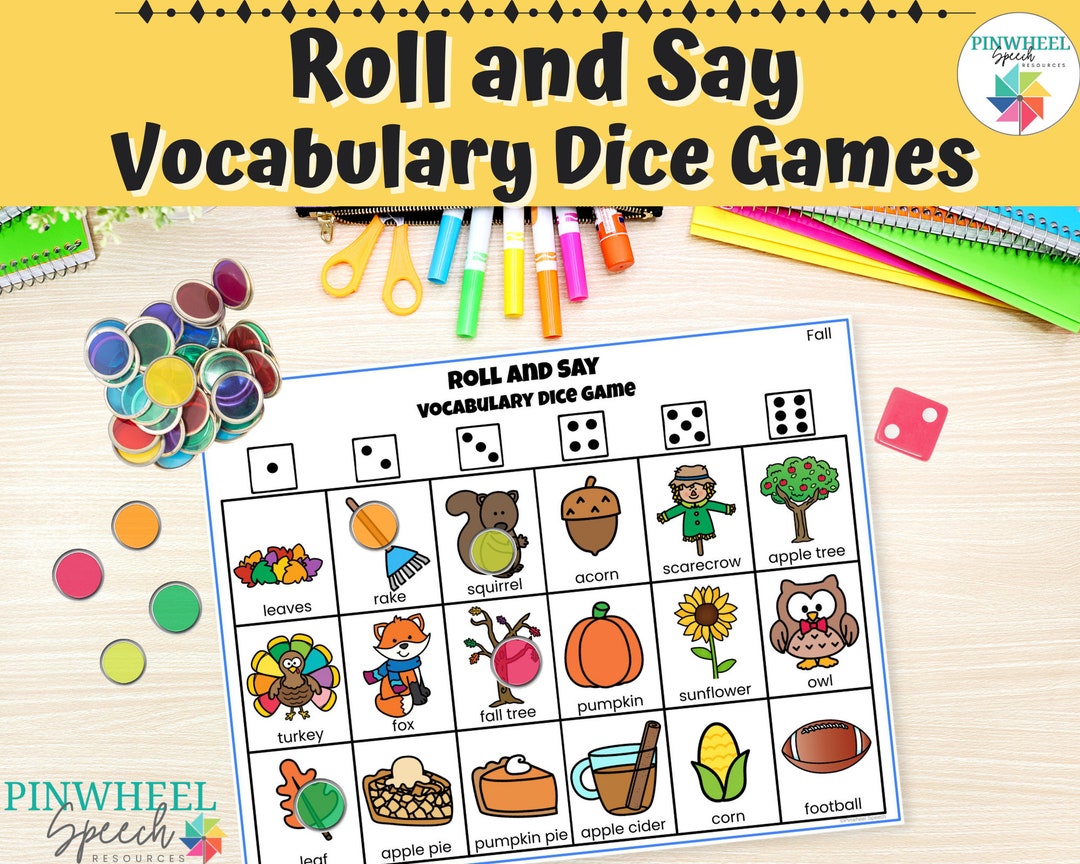 Roll and Say Printable Vocabulary Dice Games for Speech Therapy - Etsy