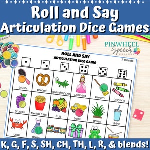 Roll and Say Printable Articulation Dice Games for Speech Therapy - Etsy