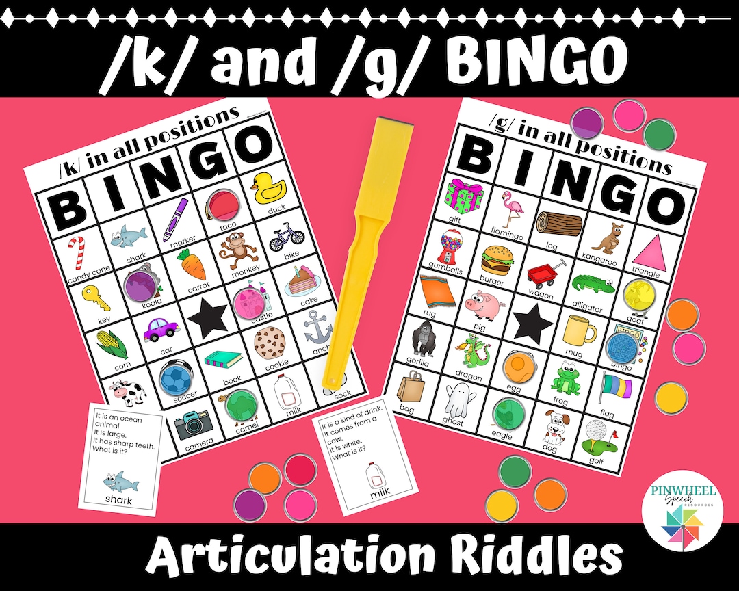 K and G Articulation BINGO Riddles Speech Therapy Printable Activity ...