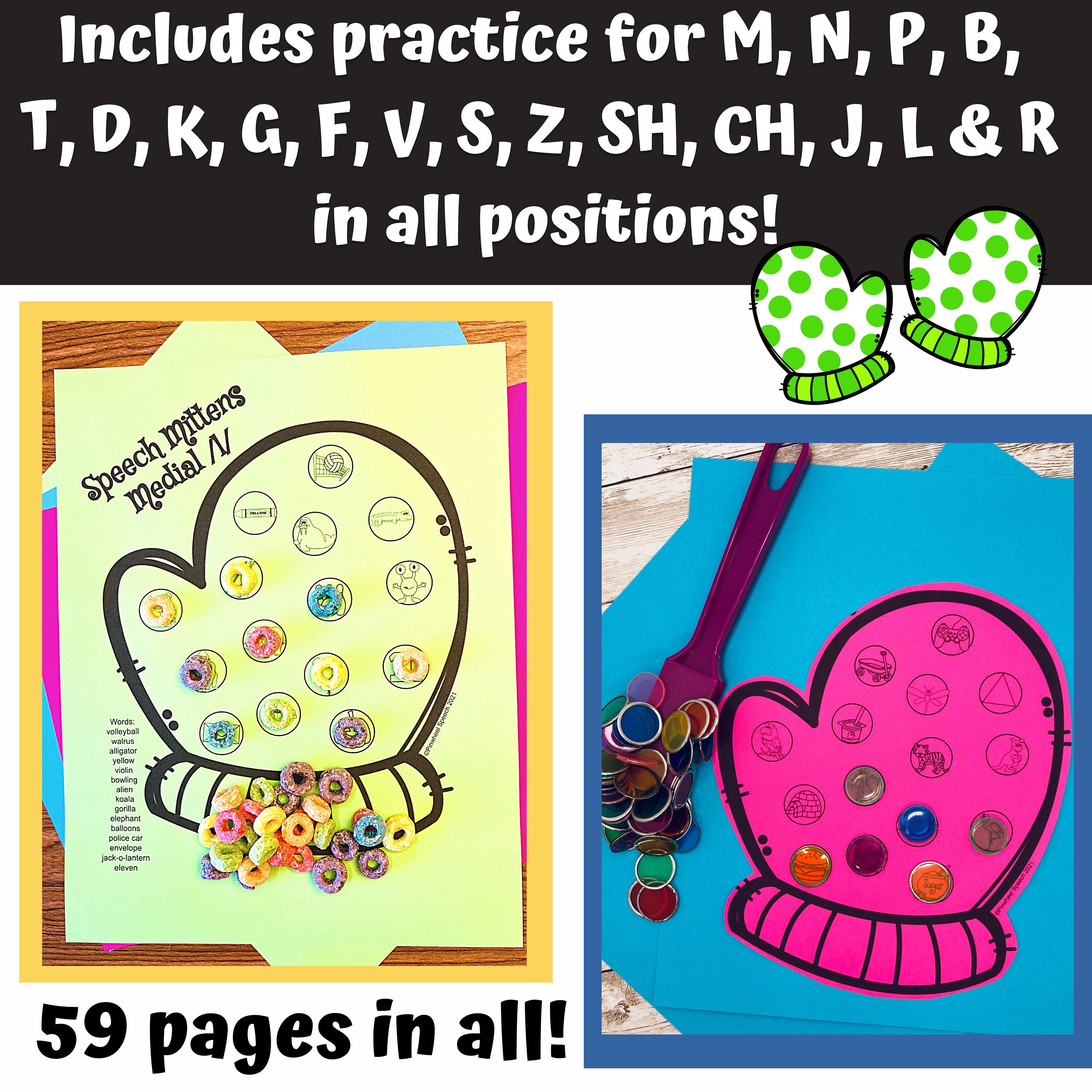 Winter Speech Mittens Printable Articulation Activity for Speech ...