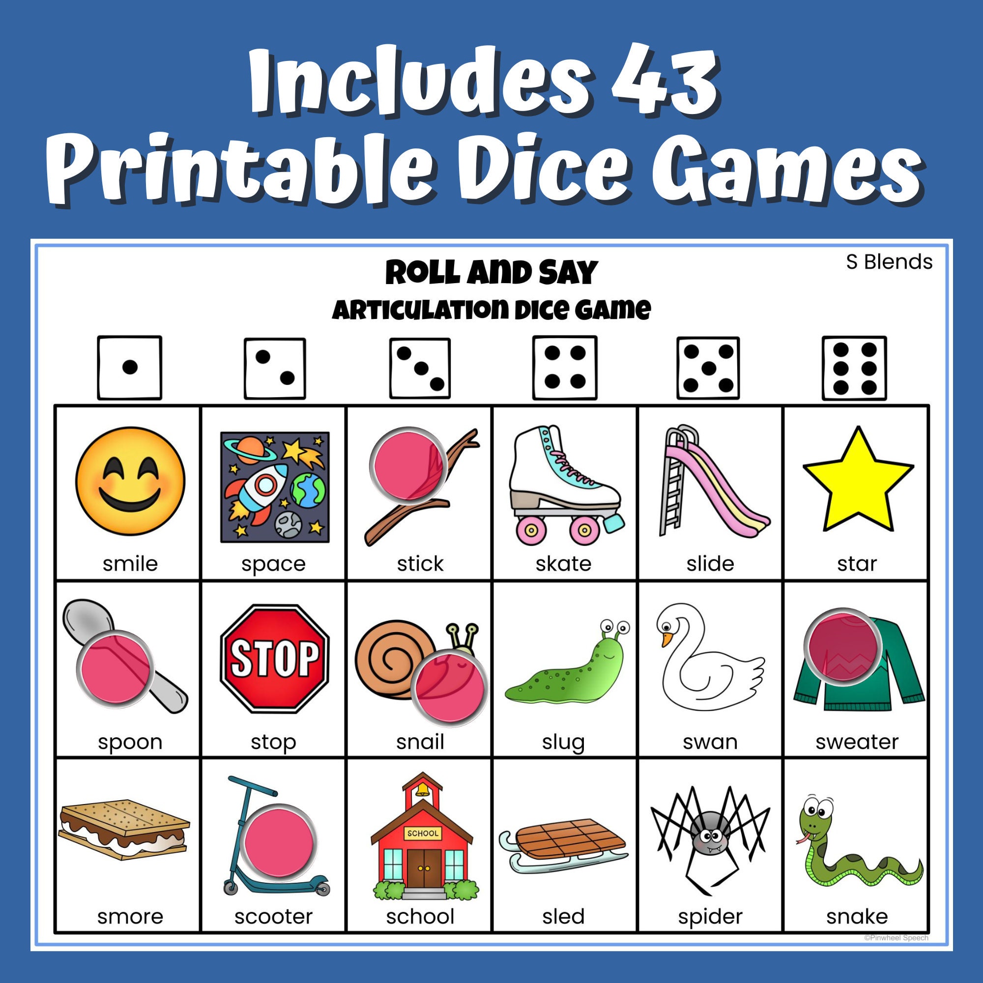 Roll and Say Printable Articulation Dice Games for Speech Therapy - Etsy