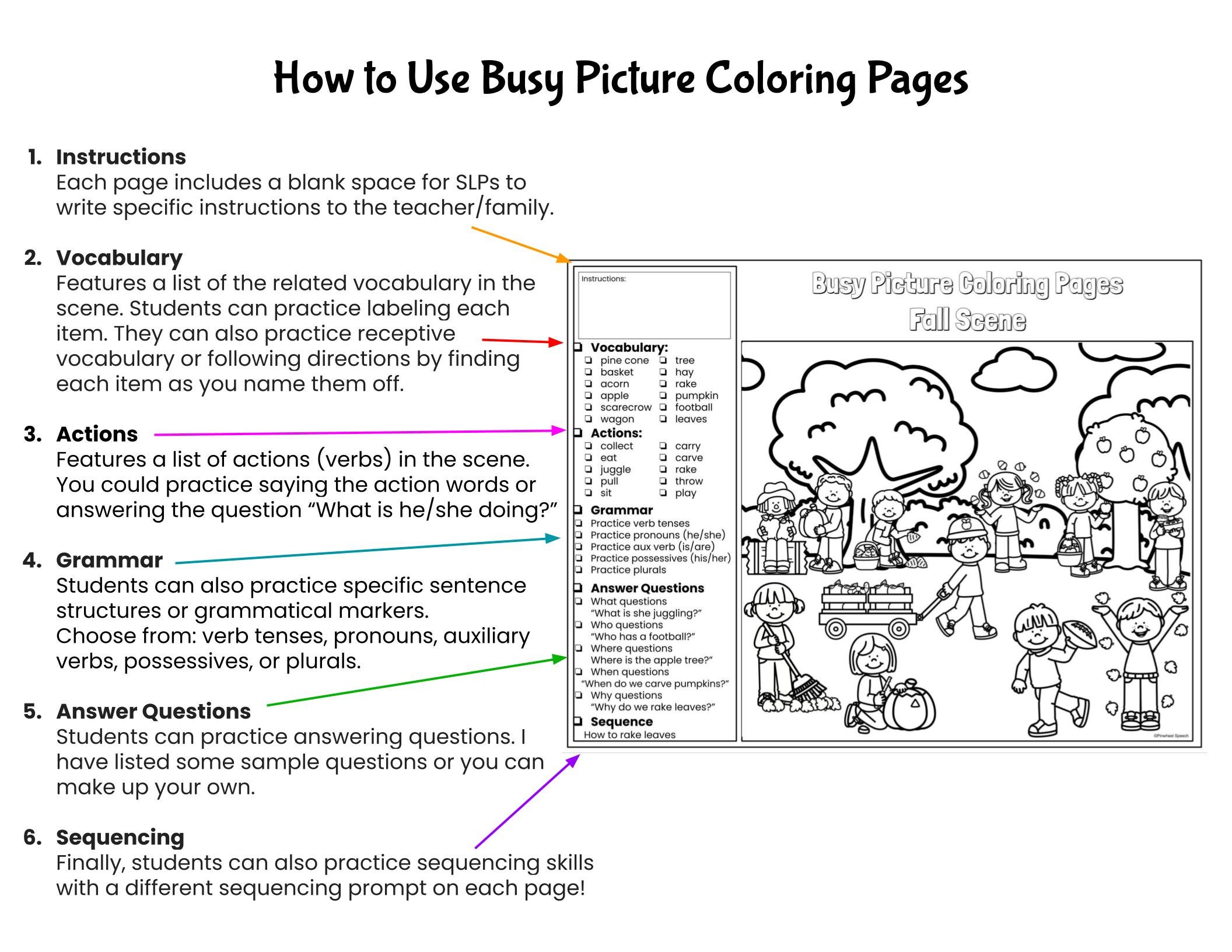 Busy Picture Scene Coloring Pages Printable Speech Therapy Language ...