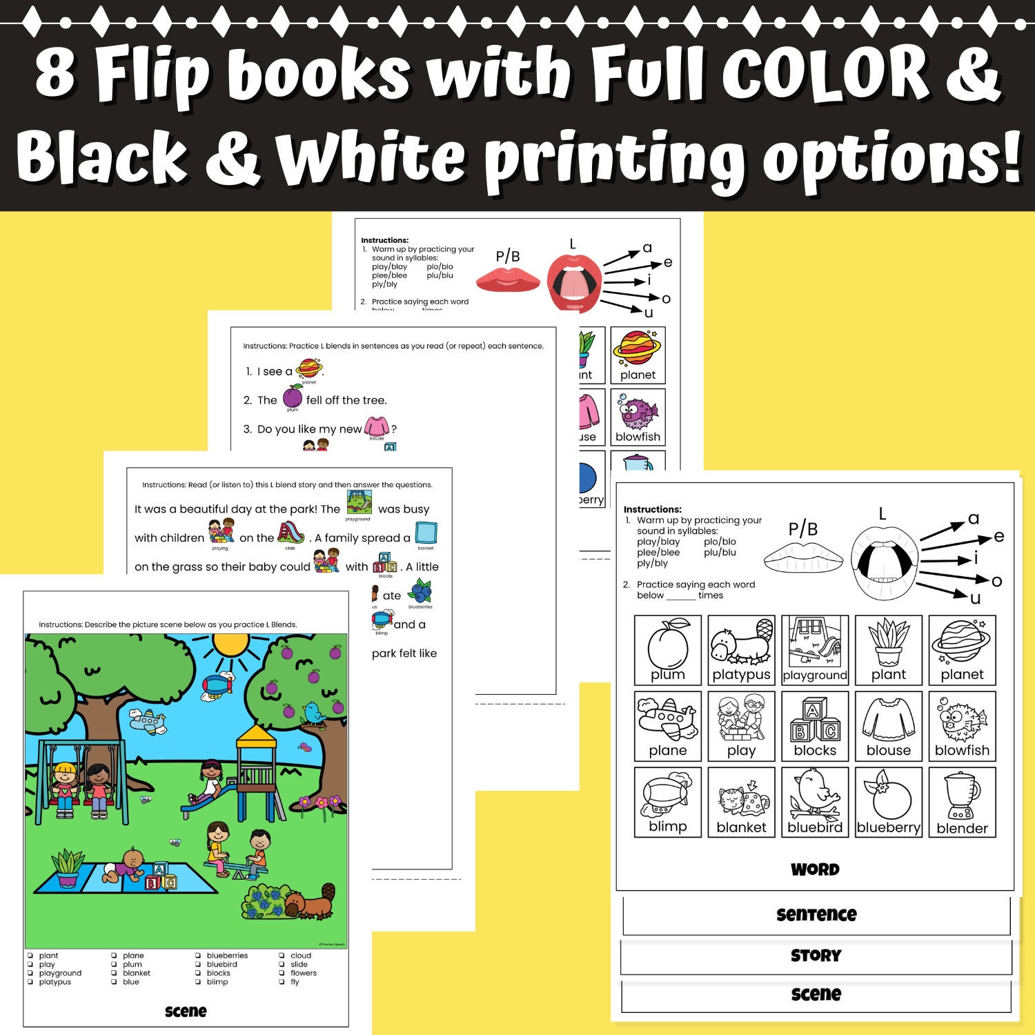 L and L Blends Articulation Flip Books Printable Speech Therapy ...