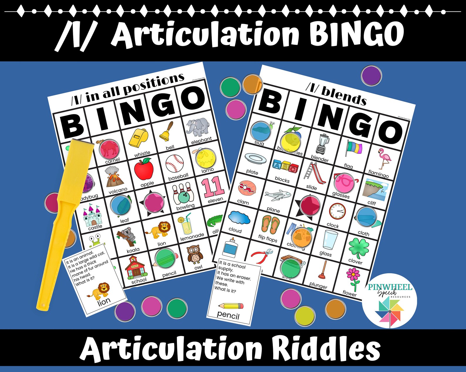 L and L Blends Articulation BINGO Riddles Printable Speech Therapy ...