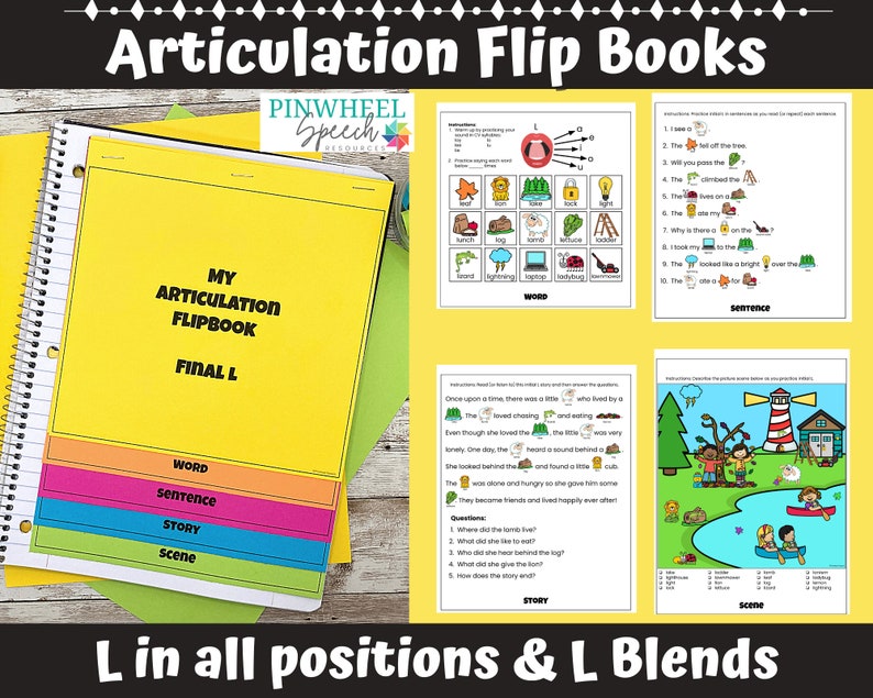 L and L Blends Articulation Flip Books Printable Speech Therapy ...