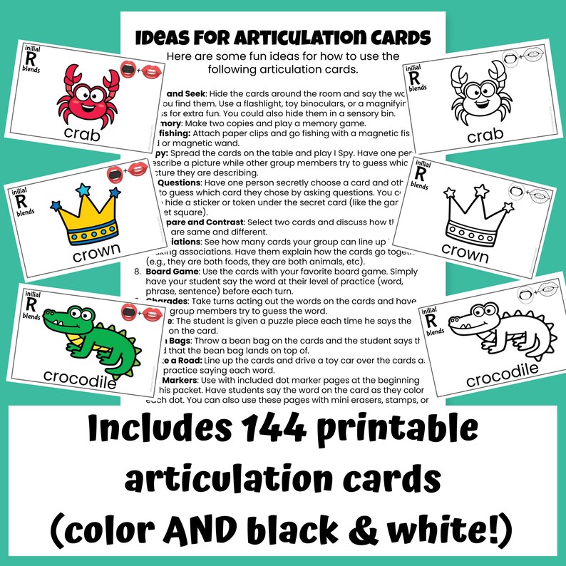 R Blends Articulation Worksheets Printable Speech Therapy Homework ...
