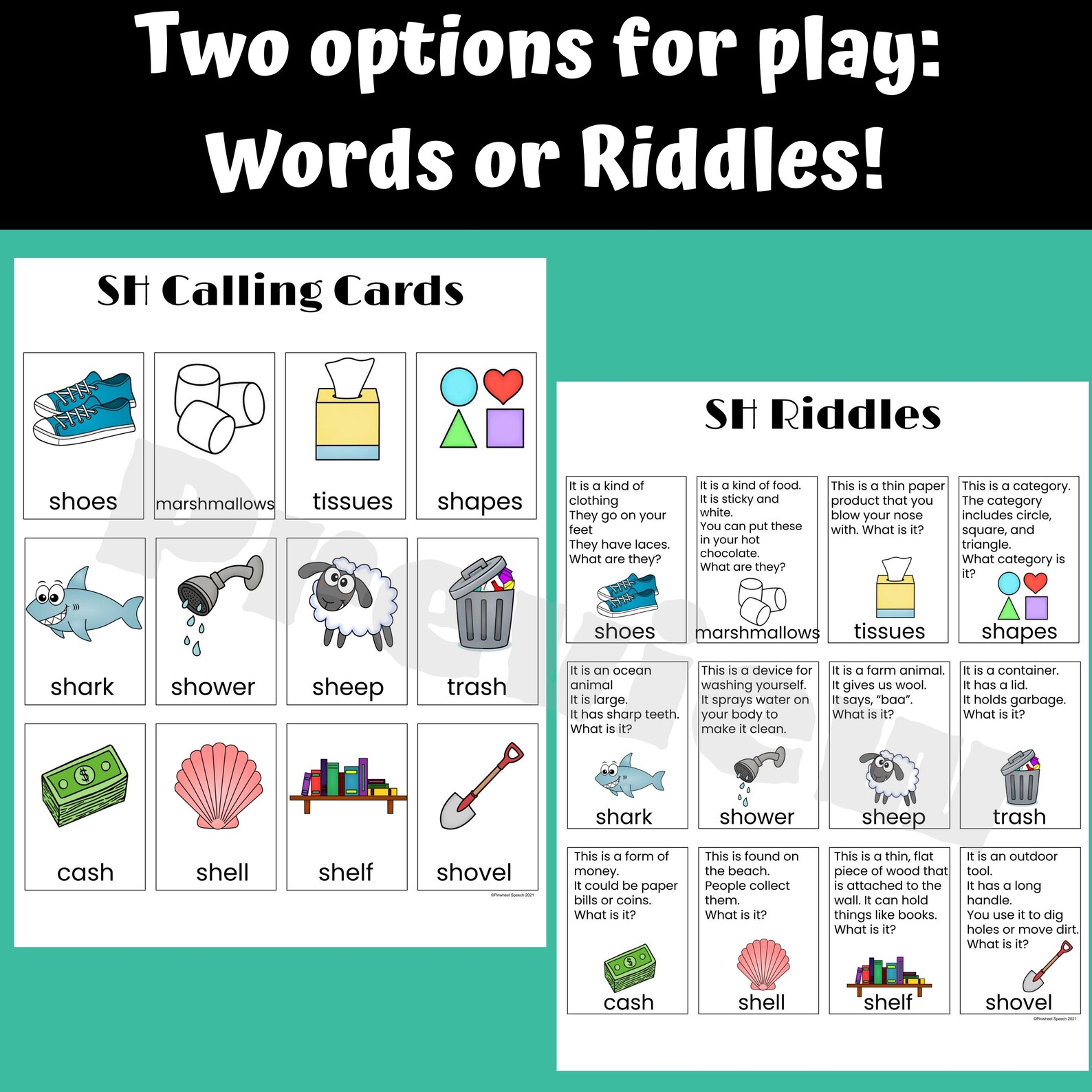 SH, CH, & TH Articulation Bingo Games With Riddles Printable Speech ...