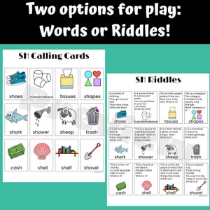 SH, CH, & TH Articulation Bingo Games With Riddles Printable Speech ...