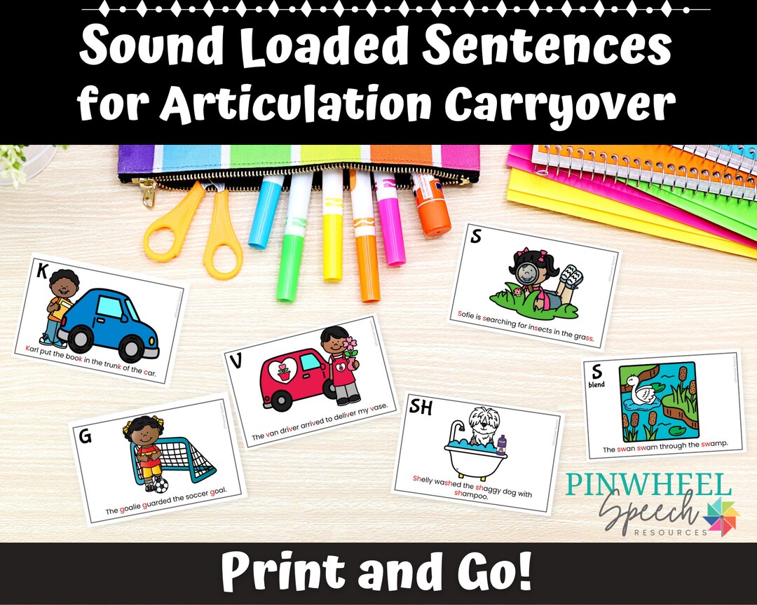 Sound Loaded Sentences Articulation Carryover Printable Cards Speech ...