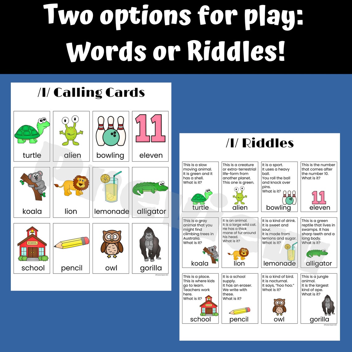 L and L Blends Articulation BINGO Riddles Printable Speech Therapy ...