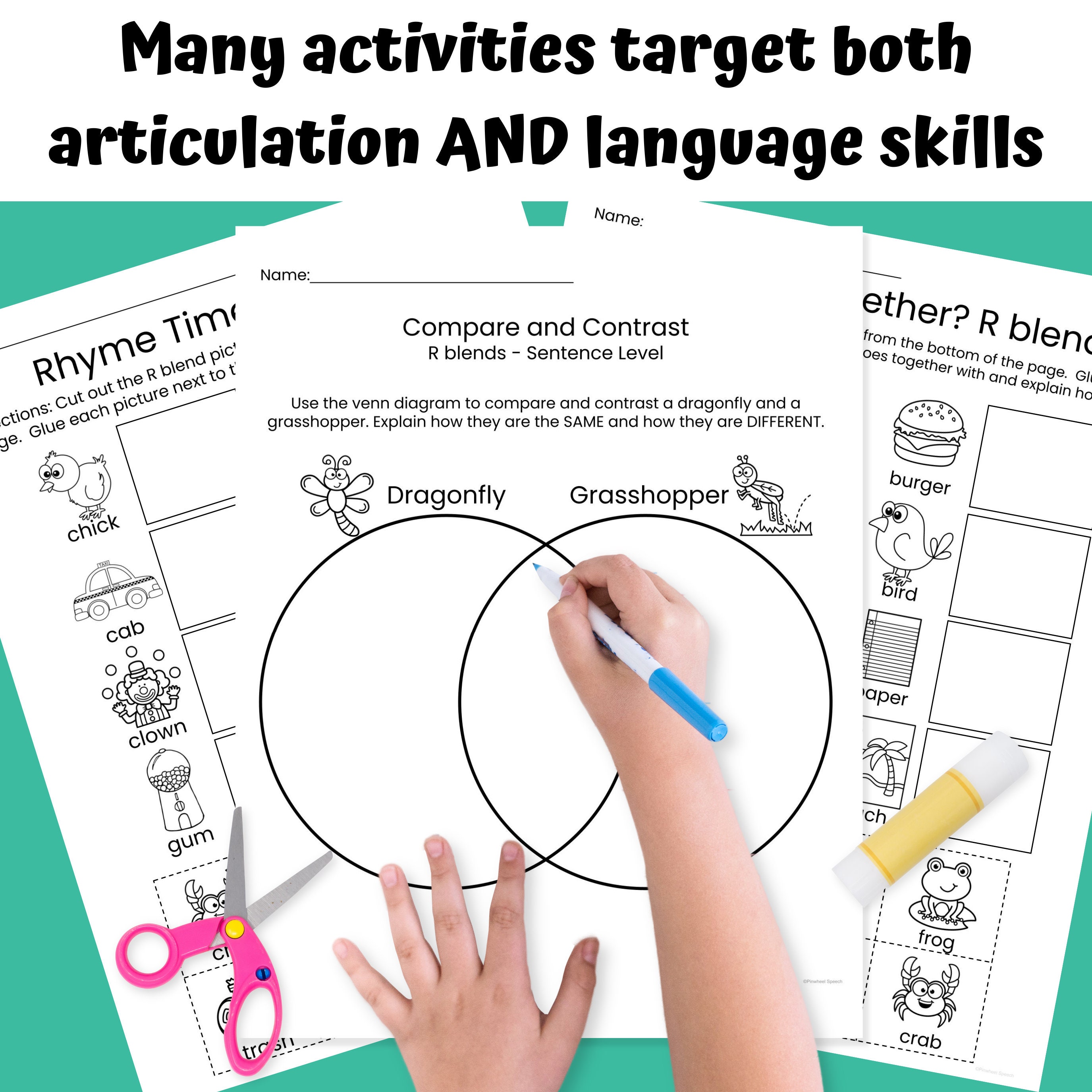 R Blends Articulation Worksheets Printable Speech Therapy Homework ...