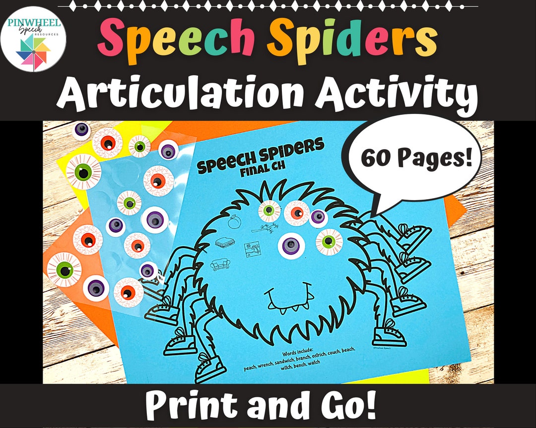 Speech Spiders Printable Articulation Activity Speech Therapy ...