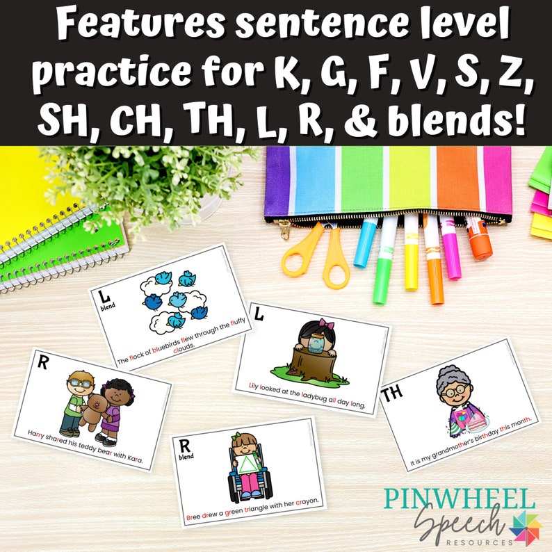 Sound Loaded Sentences Articulation Carryover Printable Cards Speech ...