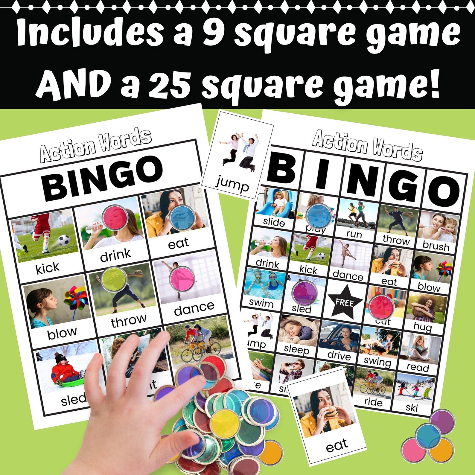 Action Words Verbs BINGO Speech Therapy Printable Group Language ...