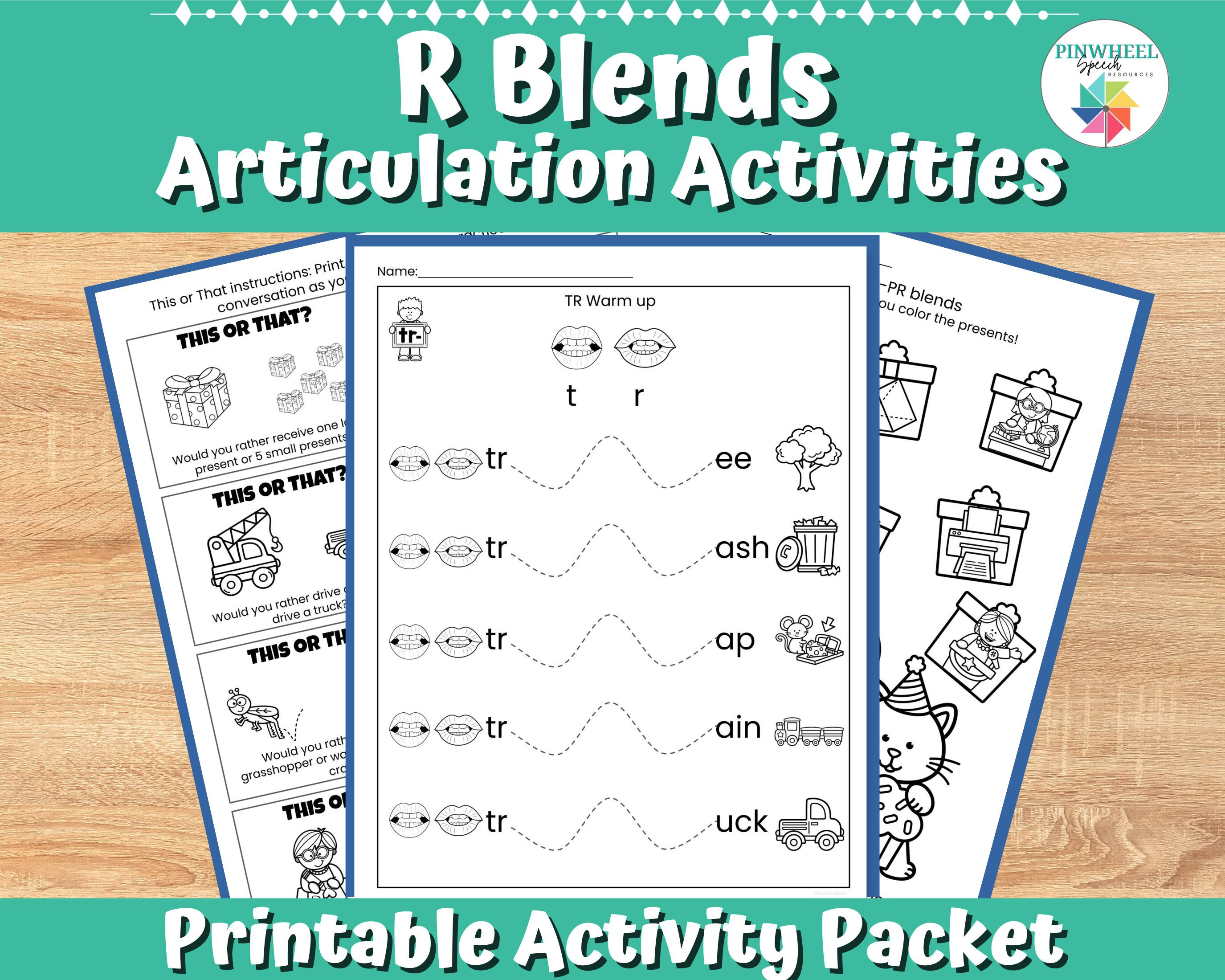 R Blends Articulation Worksheets Printable Speech Therapy Homework ...