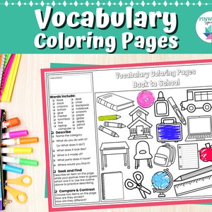 Vocabulary Coloring Pages Printable Speech Therapy Language Activity - Etsy