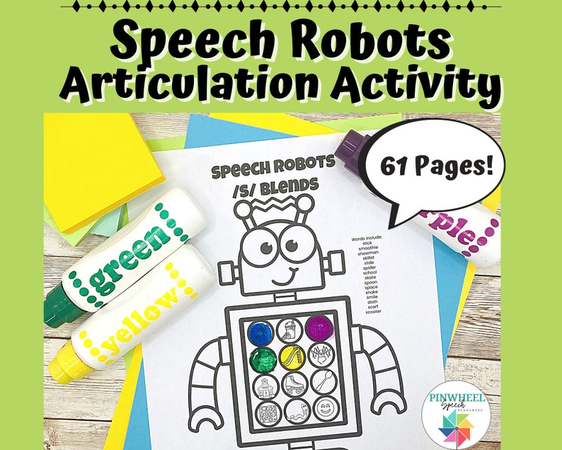 Speech Robots Printable Articulation Activity for Speech Therapy No ...