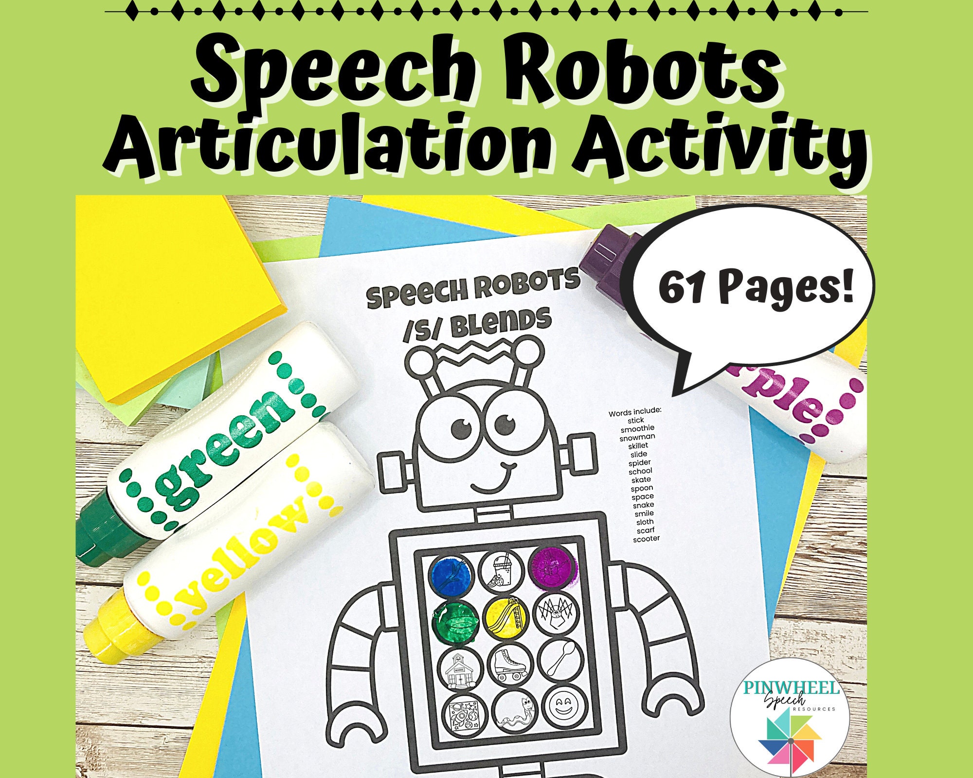 Speech Robots Printable Articulation Activity for Speech Therapy No ...