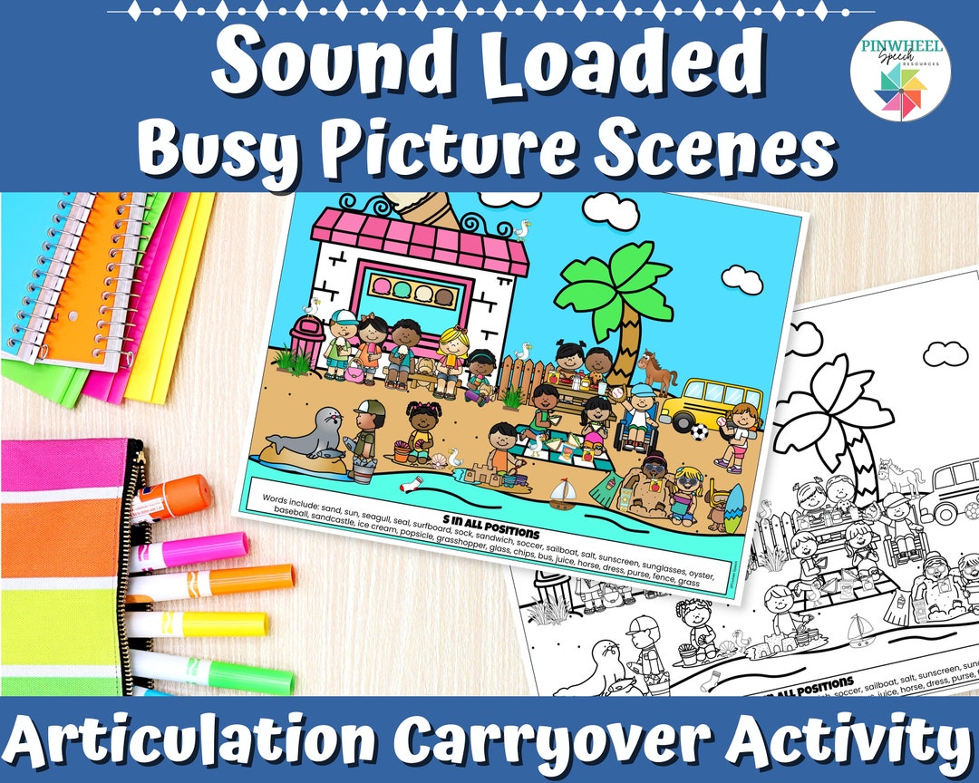 Sound Loaded Busy Picture Scenes for Speech Therapy Printable Speech ...
