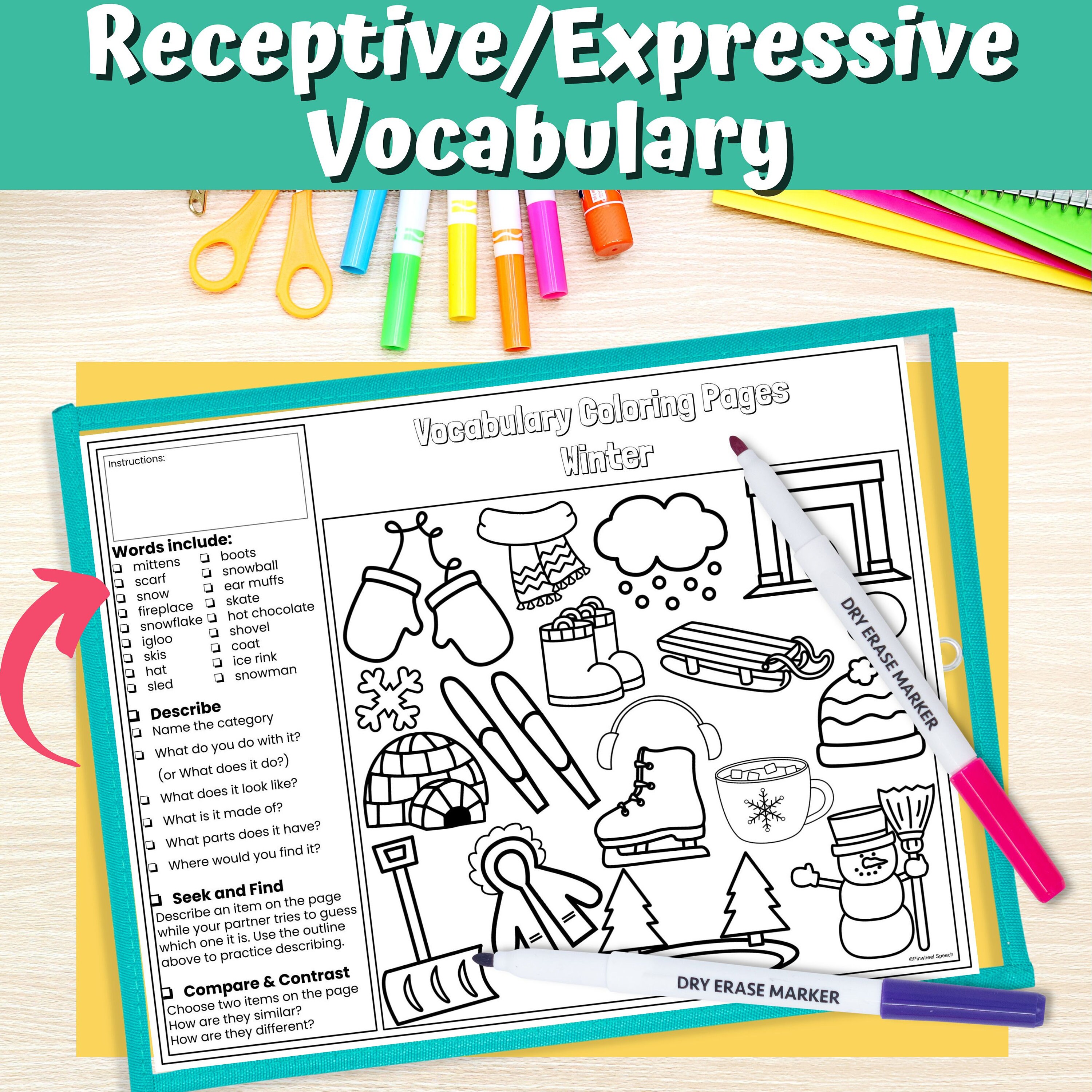 Vocabulary Coloring Pages Printable Speech Therapy Language Activity - Etsy