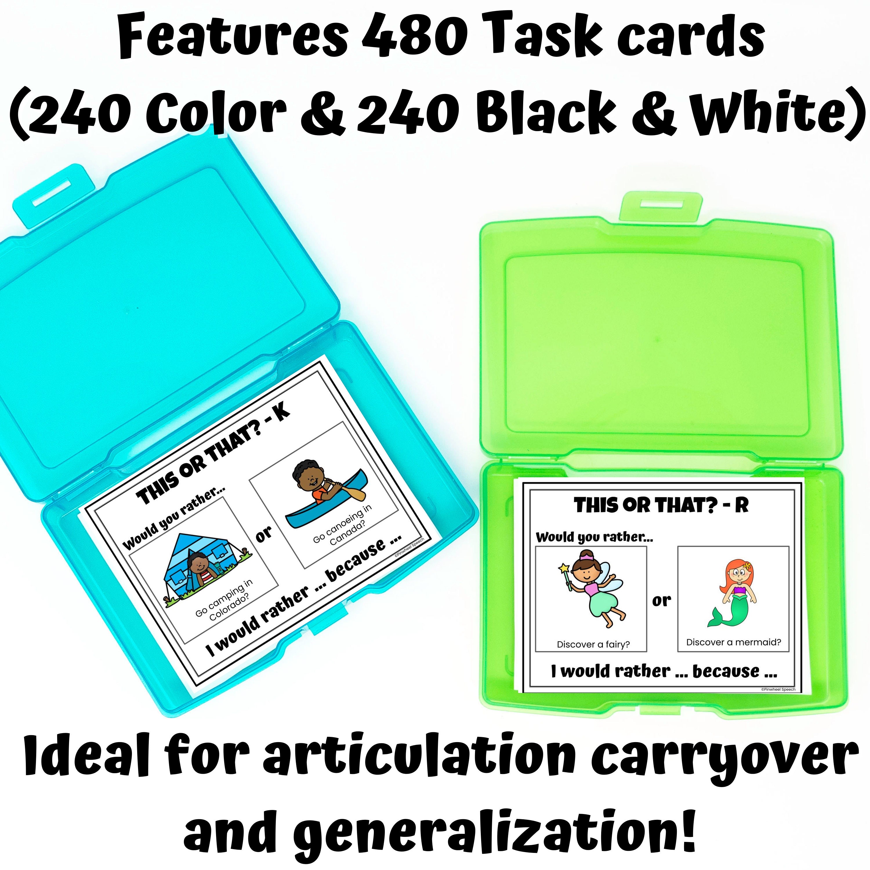 This or That? Task Cards Printable Articulation Speech Carryover Speech ...