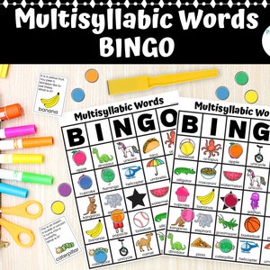 Multisyllabic Words Bingo Game With Riddles Printable Speech Therapy ...
