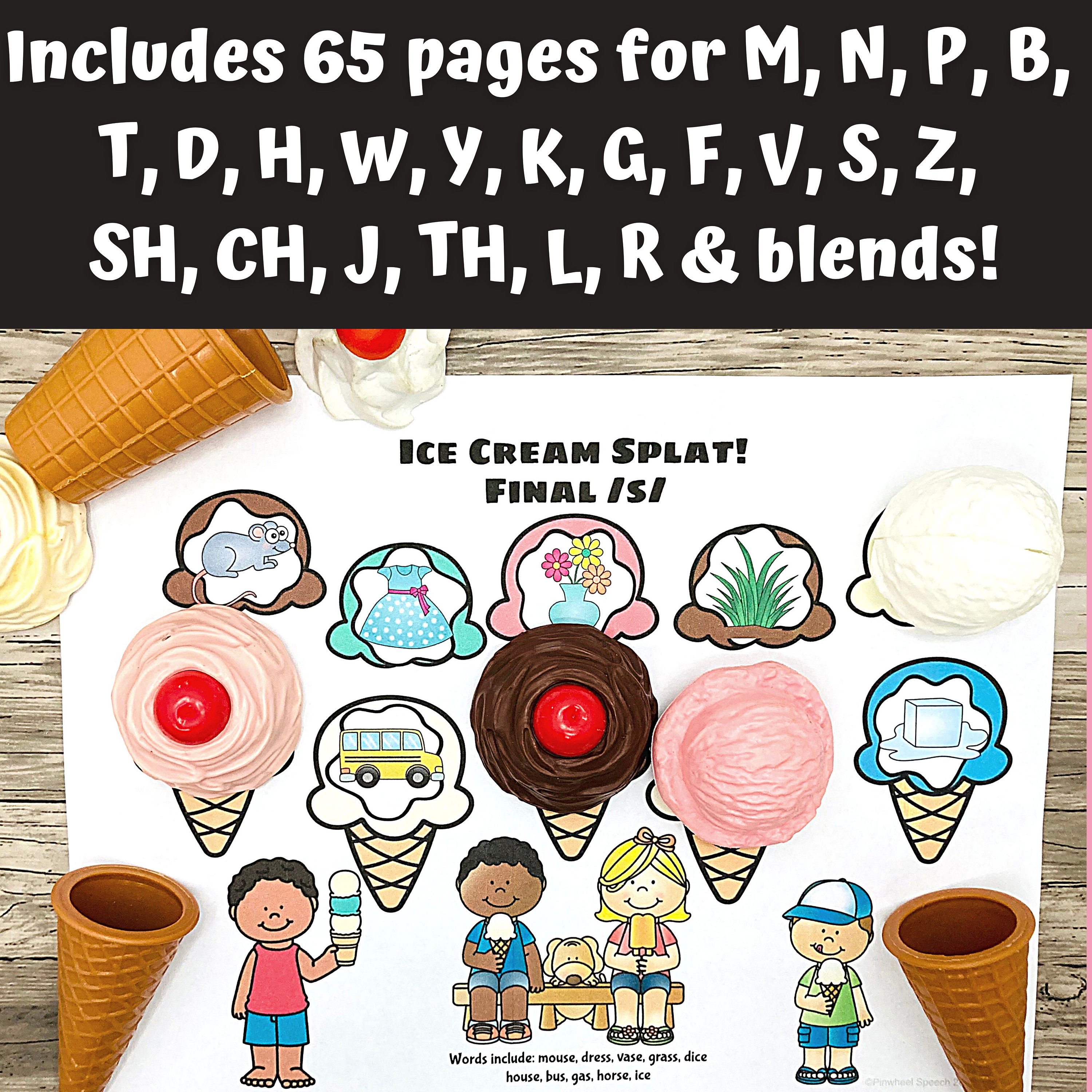 Ice Cream Splat Mats Printable Articulation Speech Therapy Smash Mats ...