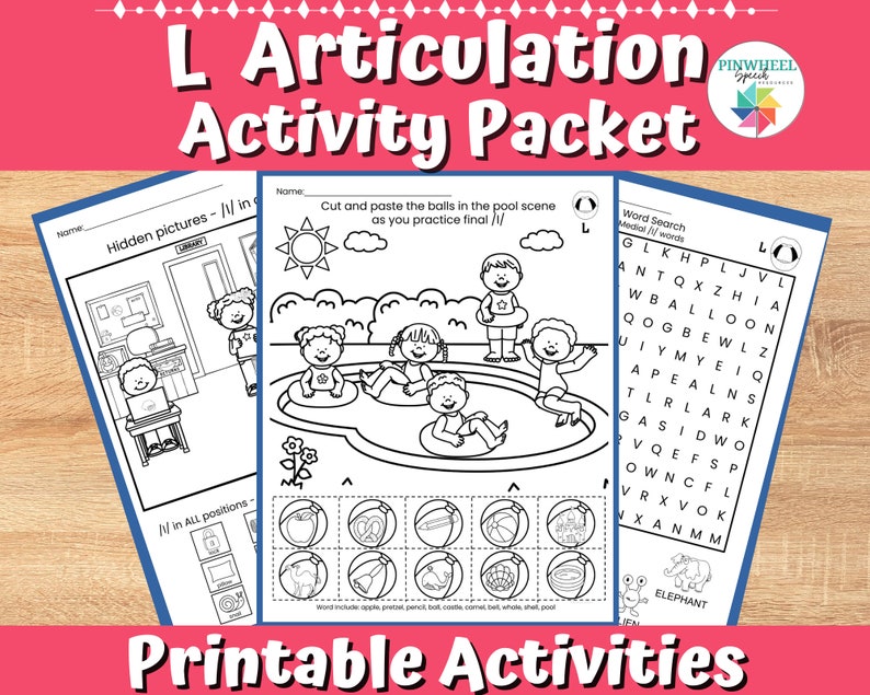L Articulation Worksheets Printable Speech Therapy Homework - Etsy