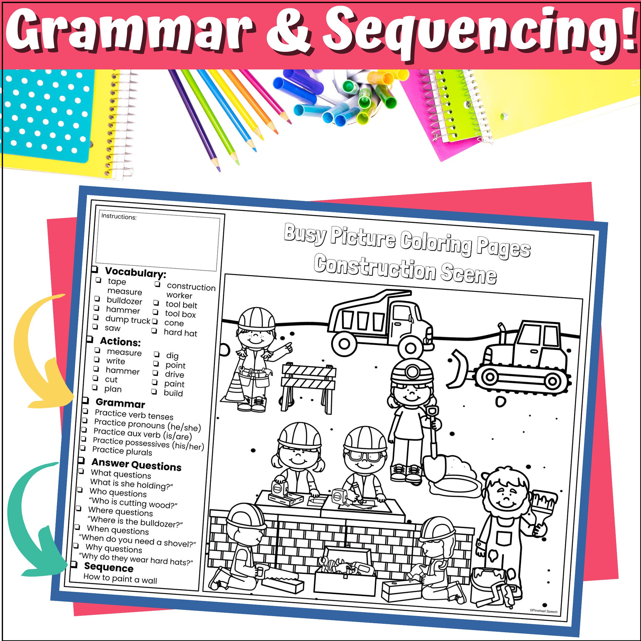 Busy Picture Scene Coloring Pages Printable Speech Therapy Language ...