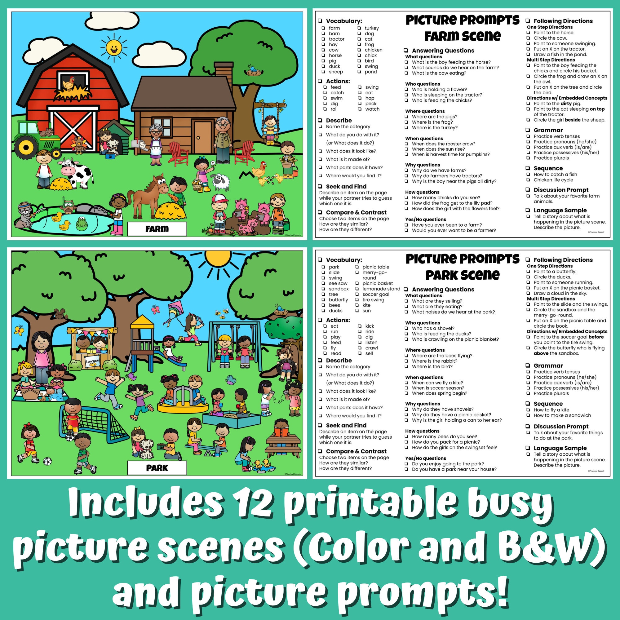 Busy Picture Scenes for Speech Therapy Printable Speech Language ...