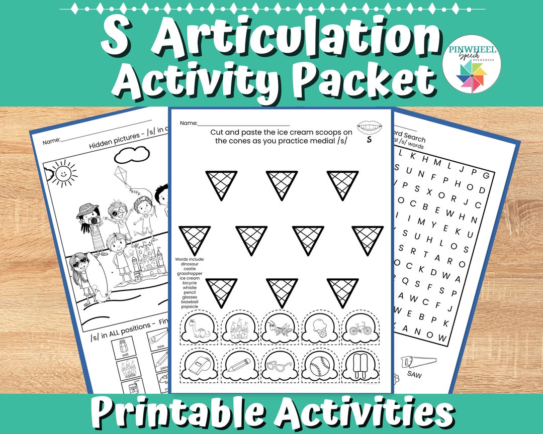 S Articulation Worksheets Printable Speech Therapy Homework Packet of ...