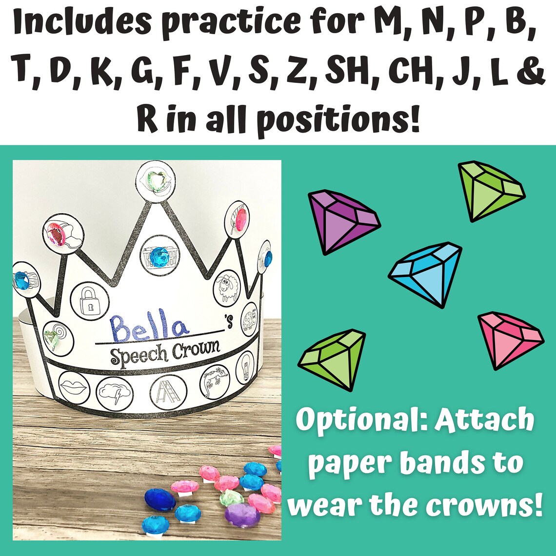 Speech Crowns Articulation Activity Printable Speech Therapy Activity ...