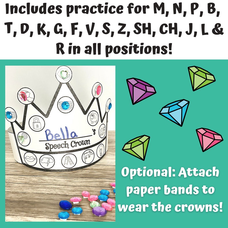 Speech Crowns Articulation Activity Printable Speech Therapy Activity ...