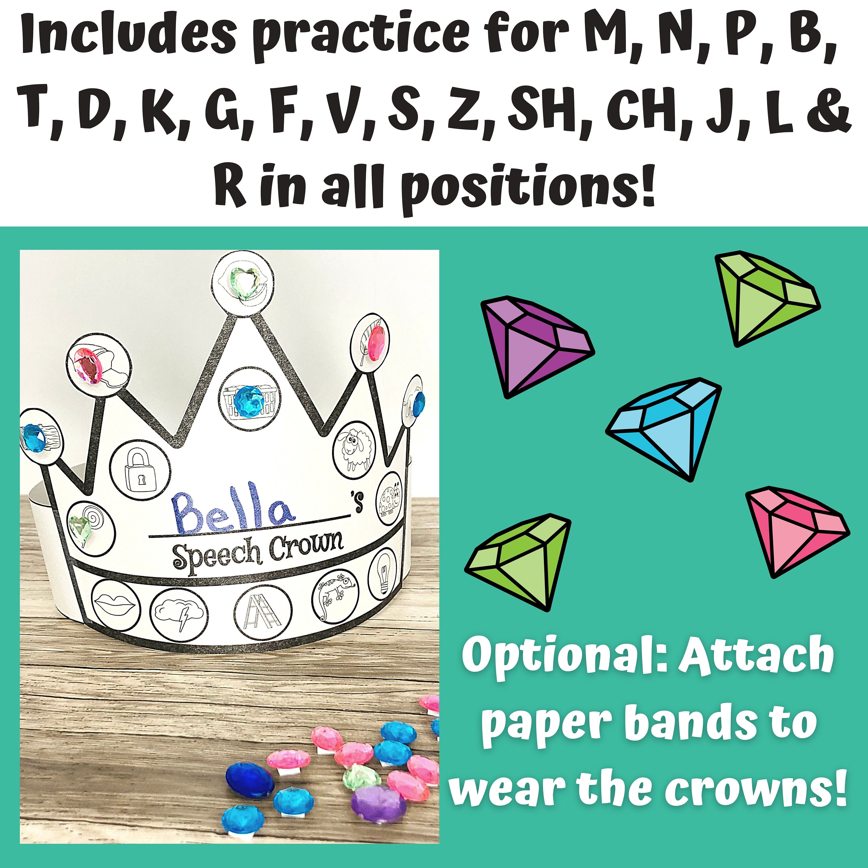 Speech Crowns Articulation Activity Printable Speech Therapy Activity ...