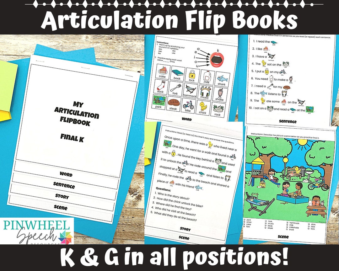 K and G Articulation Flip Books Printable Speech Therapy Activity - Etsy