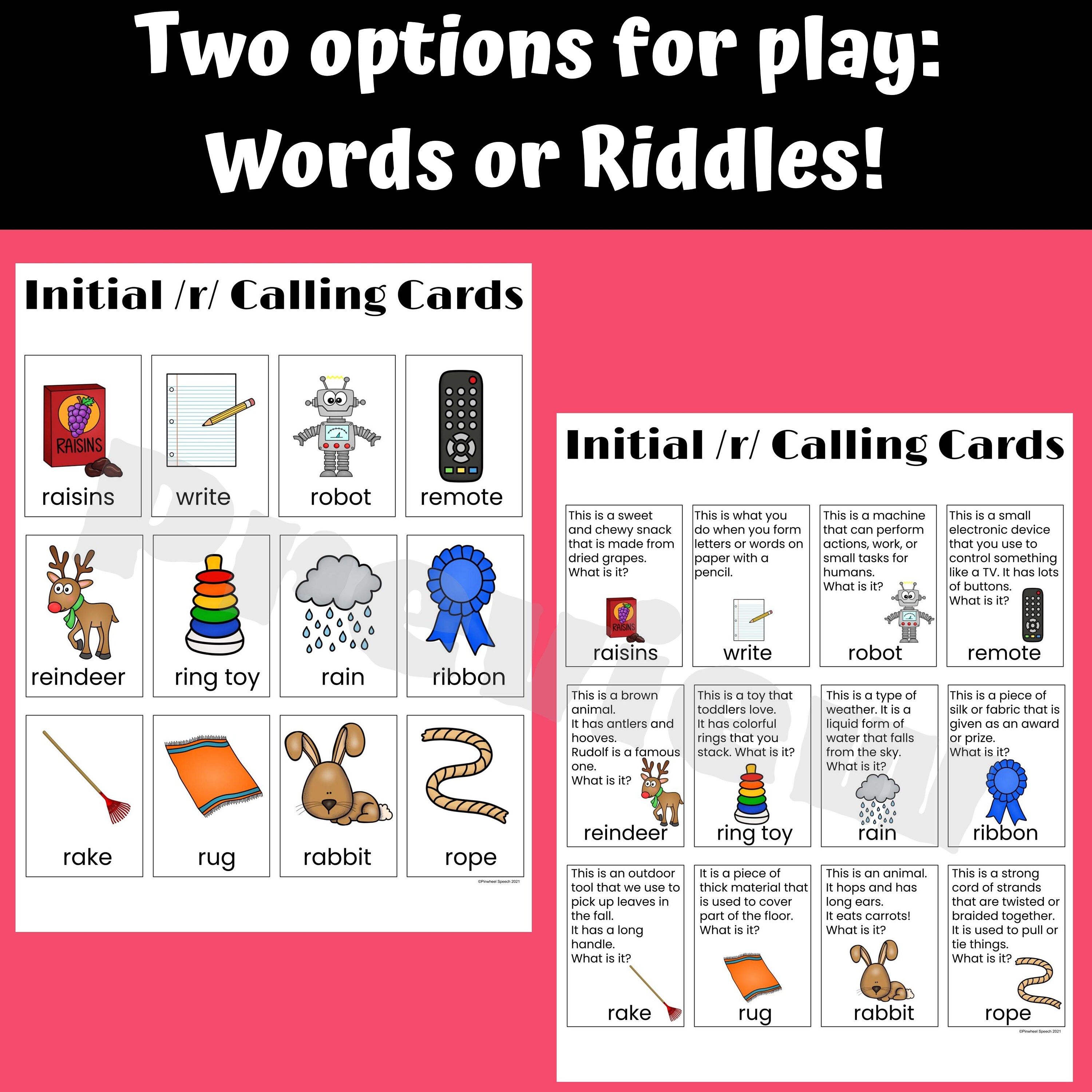 R and R Blends Articulation BINGO Riddles Printable Speech Therapy ...